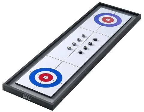 VEVOR Shuffleboard a Curling 2 v 1 deskové hry, přenosná stolní sada 45", oboustranný stolní shuffleboard s 8 rolovacími puky, kombinovaná herní sada shuffleboard a curling pro děti a rodinu
