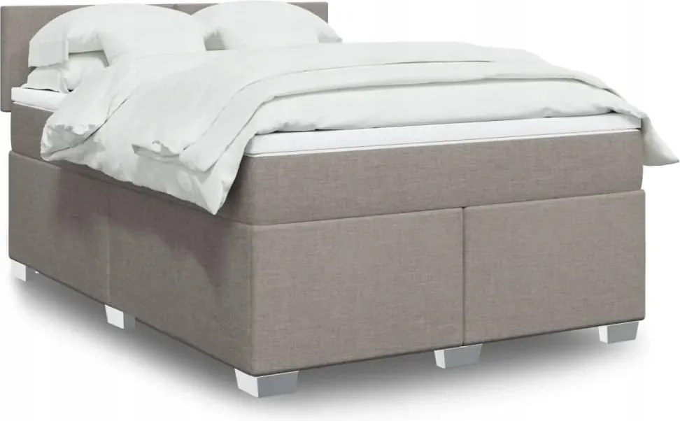 Box Spring Postel S Matrací Textil Taupe Hladký design 140 x 190 cm