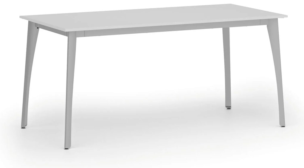 Jednací kancelářský stůl PRIMO OMEGA, 160x80 cm, šedá podnož, bílá