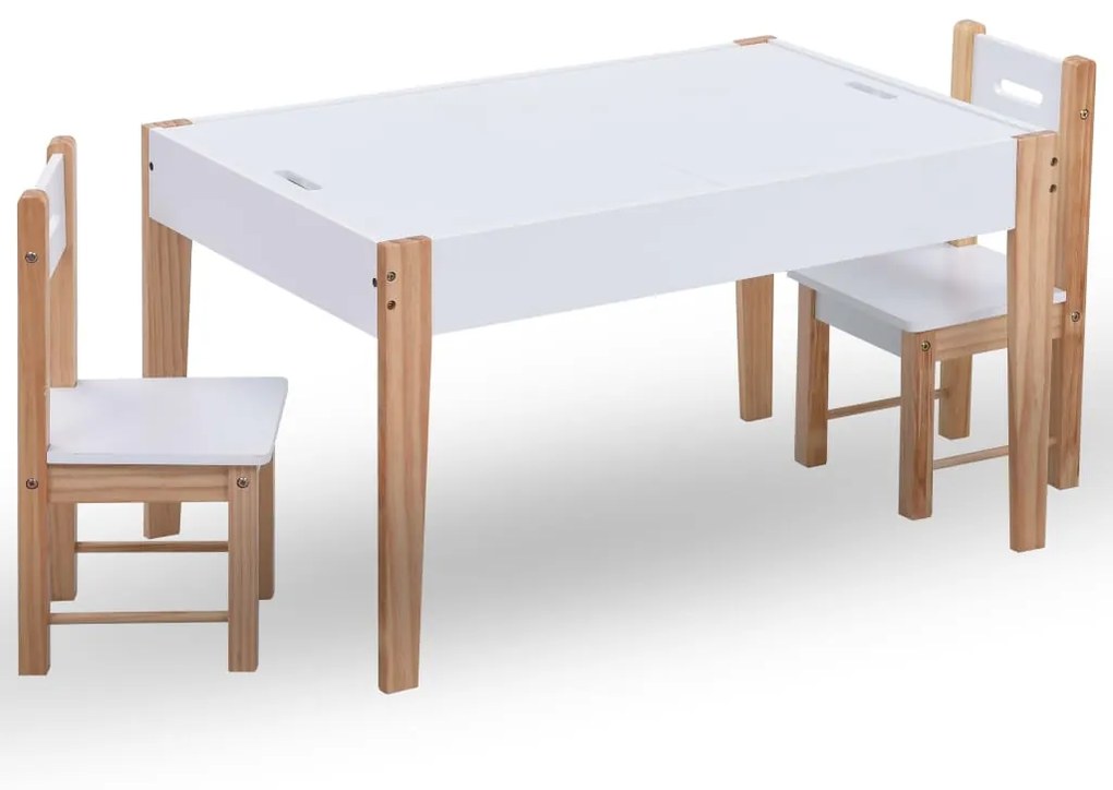 286189 vidaXL 3dílná sada dětského tabulového stolu a židlí černobílá