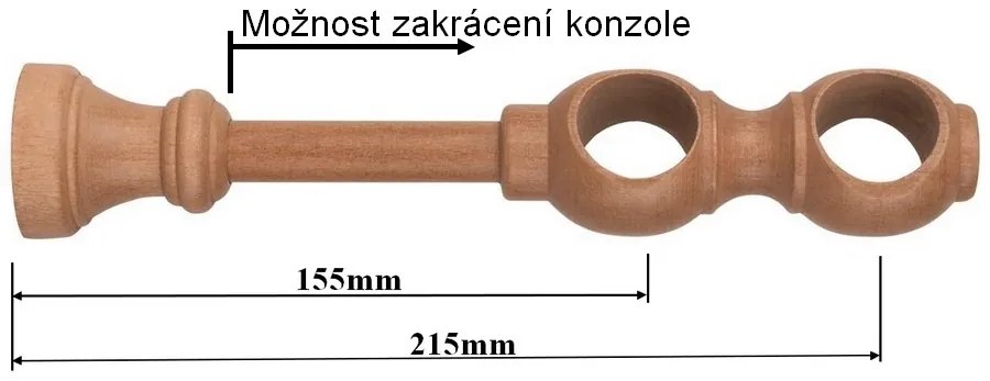 Garnýž 120 cm dvouřadá - dvojitá, odstín dub