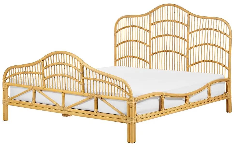 Ratanová postel 160 x 200 cm světlé dřevo DOMEYROT  Beliani