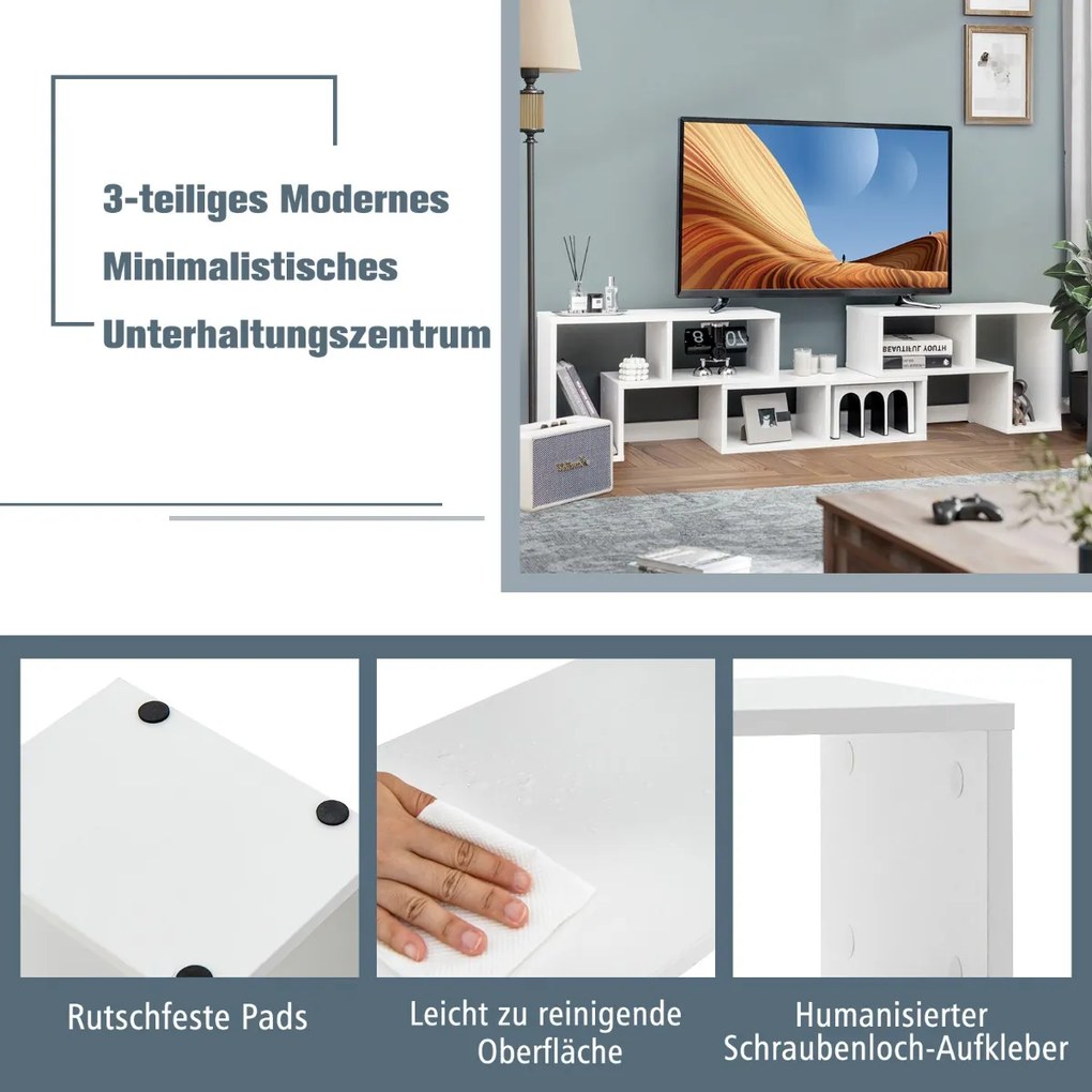 Costway 3dílná dřevěná TV skříňka pro TV do 65" Volně kombinovatelný TV stolek