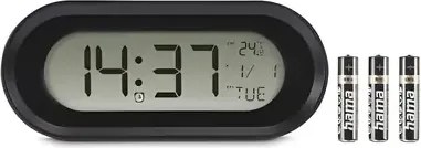 Hama Samos černá / Digitální budík / LCD / zobrazení teploty / datum /