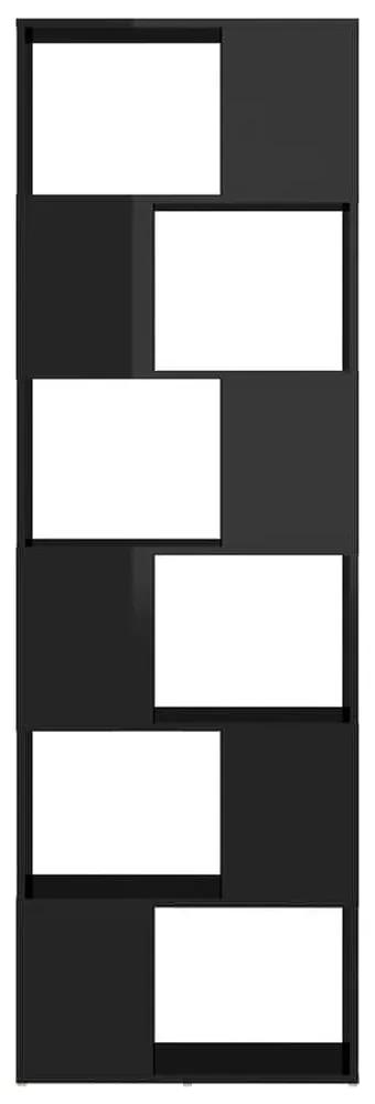 Petromila Knihovna / dělicí stěna černá s vysokým leskem 60 x 24 x 186 cm
