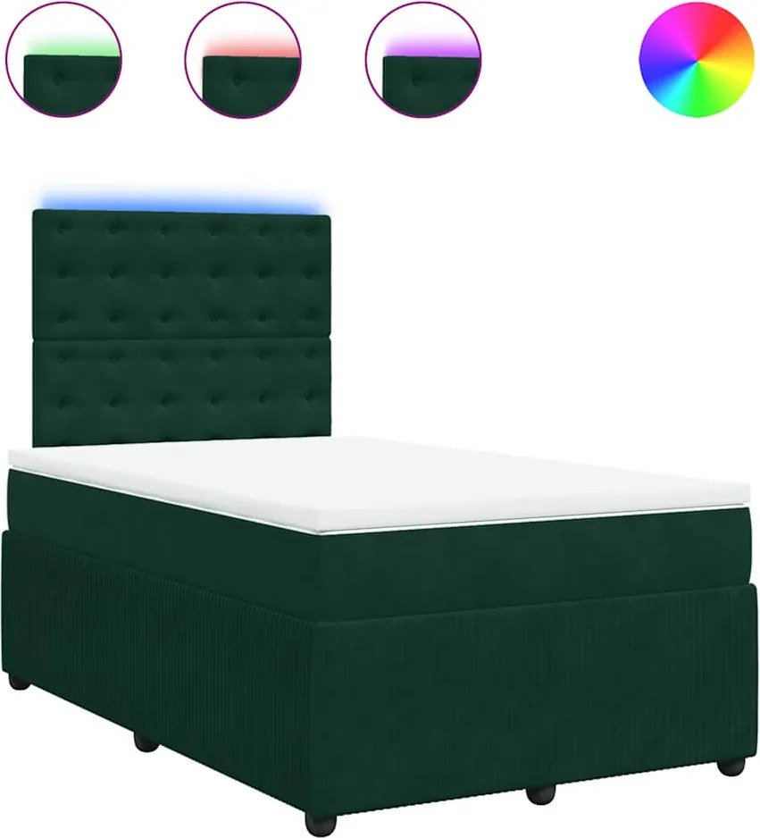 Box spring postel s matrací tmavě zelená 120 x 200 cm samet 3294625