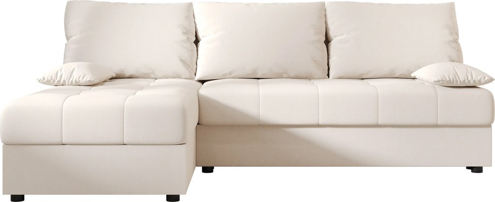 Rozkládací oboustranná sedací souprava do L VENORIA SLIM 200x143 cm, krémová + 2 polštářky ZDARMA