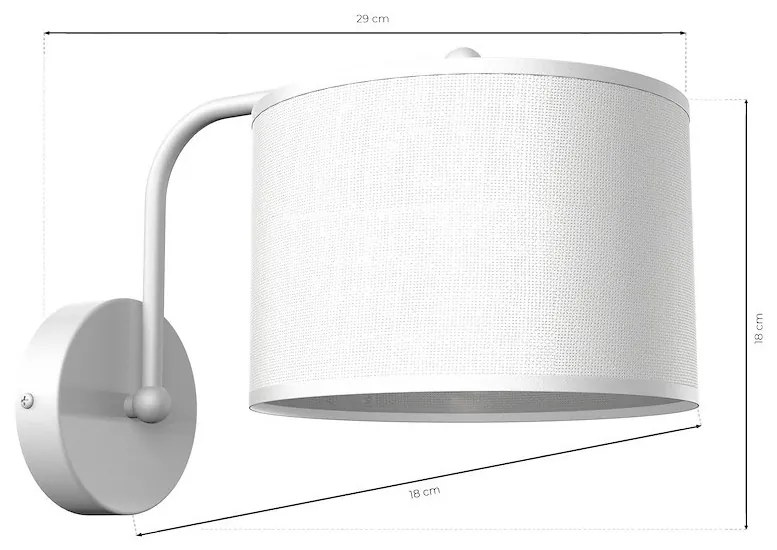Nástěnné svítidlo Albion Round, 1x bílé bavlněné stínítko, w