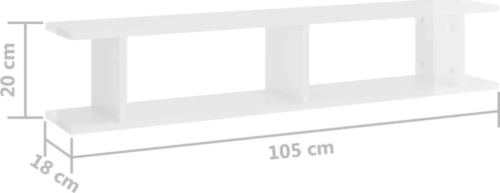 vidaXL Nástěnné police 2 ks 105 x 18 x 20 cm dřevotříska [807211] Barva: černá s vysokým leskem