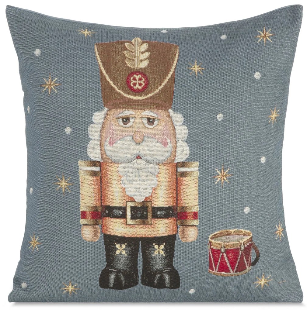 VÁNOČNÍ GOBELÍNOVÁ DEKORAČNÍ POVLAK NA POLŠTÁŘ NUTCRACKER1 45X45 CM VZOROVANÁ