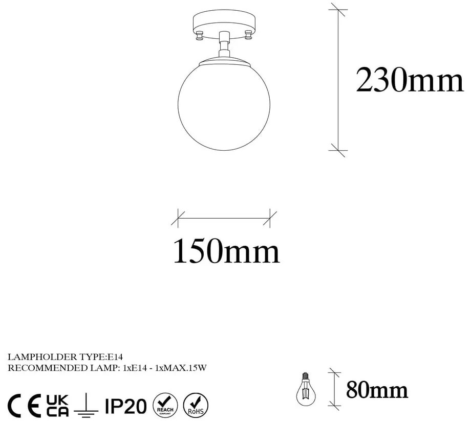 Stropní svítidlo v bronzové barvě se skleněným stínidlem ø 15 cm Atmaca – Opviq lights