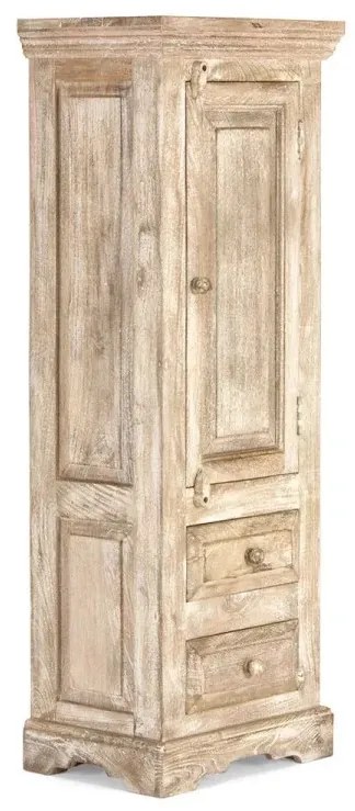 furniture-nabytek.cz - Masivní koupelnová vysoká komoda Patinor z mangového dřeva, lakovaná, přírodní – 48×33×130 cm