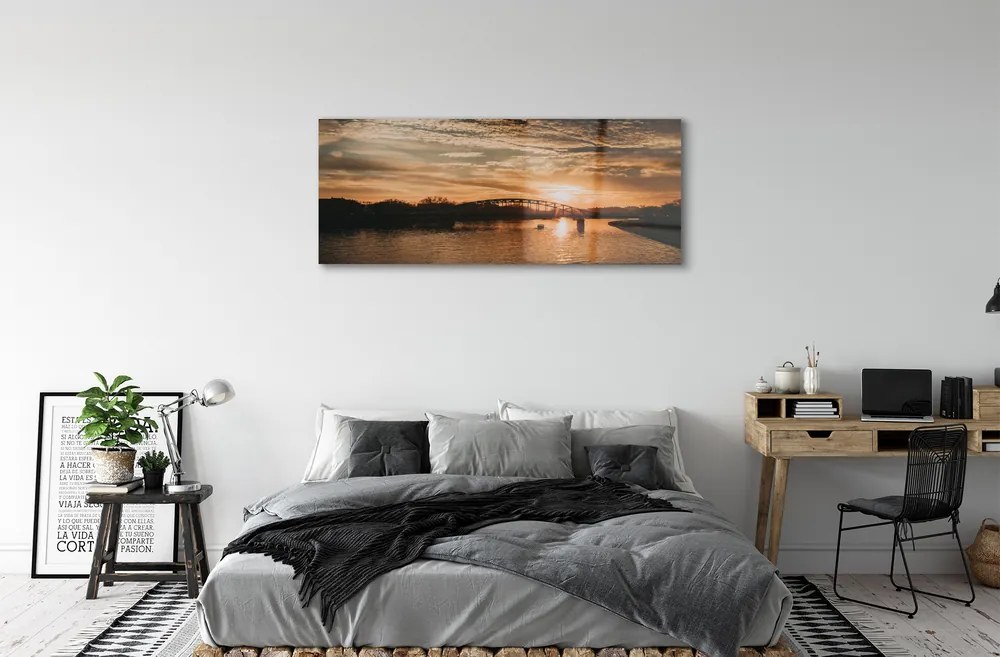 akrylový obraz Krakow river bridge sunset 120x60 cm