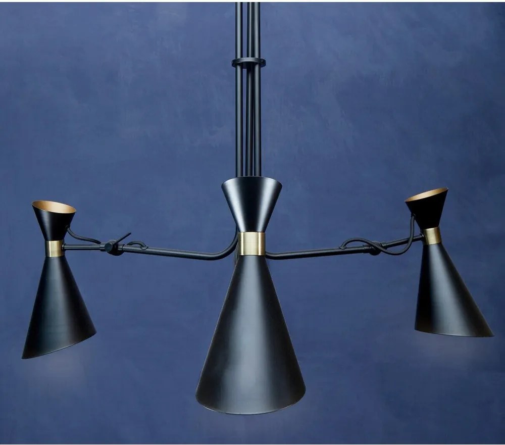 Černé/ve zlaté barvě kovové závěsné svítidlo s kovovým stínidlem Linox – Premier Housewares