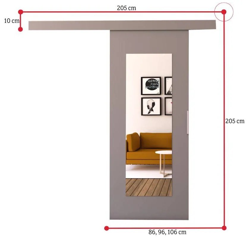 Expedo Posuvné dveře LIVELLO I se zrcadlem + tichý dojezd, 86x205, bílá