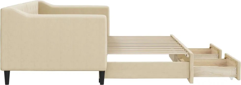 Válenda s přistýlkou a zásuvkami krémová 80 x 200 cm textil 3197461