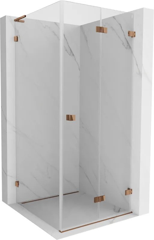 Mexen Lunar-F L, sprchový kout pravý 90 x 90 cm, 8mm čiré sklo, profil růžové zlato, 836L-090-090-60-00-P