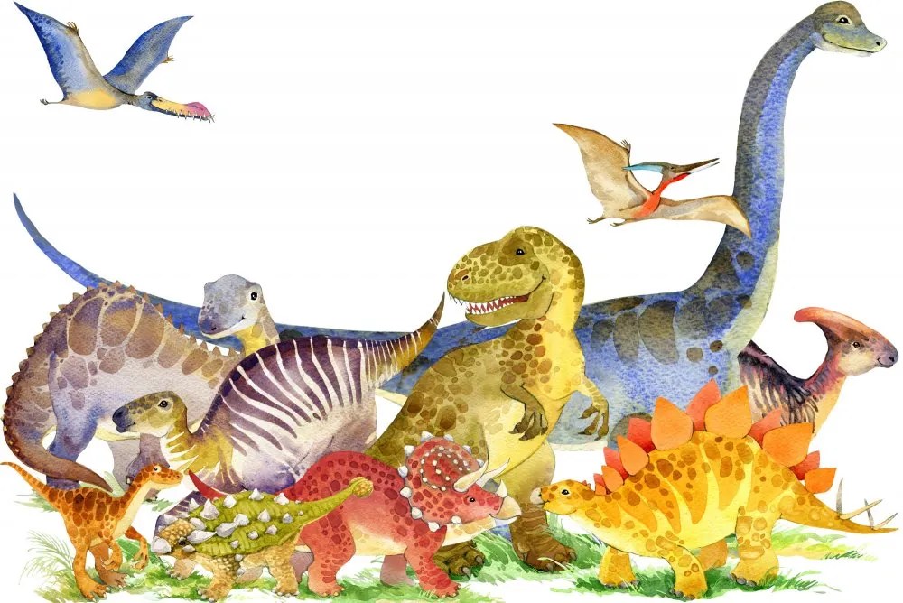 Fototapeta Dinosauři Malovaní Akvarelem Omyvatelný vlies 368x280