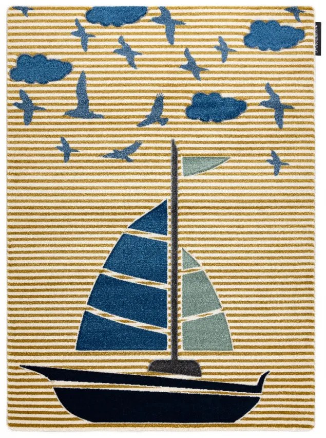 Hans Home | Dětský kusový koberec Petit Sail boat gold - 120x170