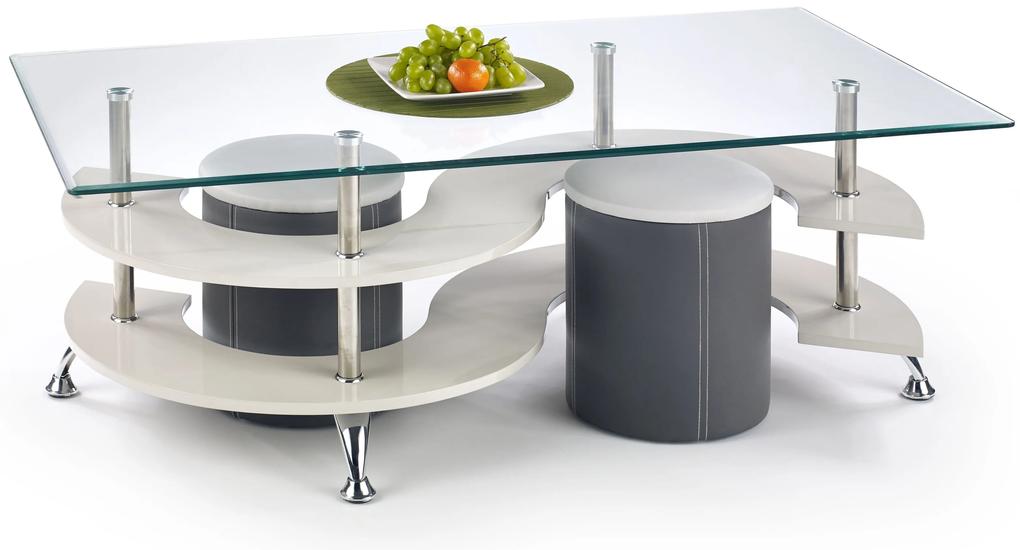 Konferenční stolek Noe 5 (s taburetky) (bílá + šedá). 770211