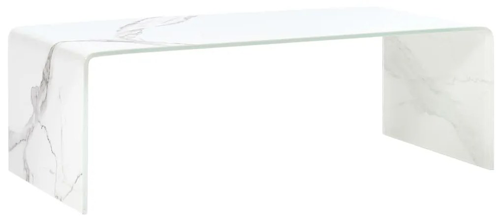 284733 vidaXL Konferenční stolek bílý mramor 98 x 45 x 31 cm tvrzené sklo