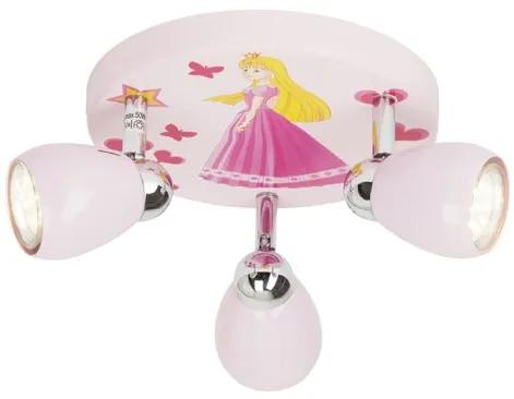 PRINCESS dětské stropní svítidlo 3 x LED GU10, 9W, růžové s princeznou