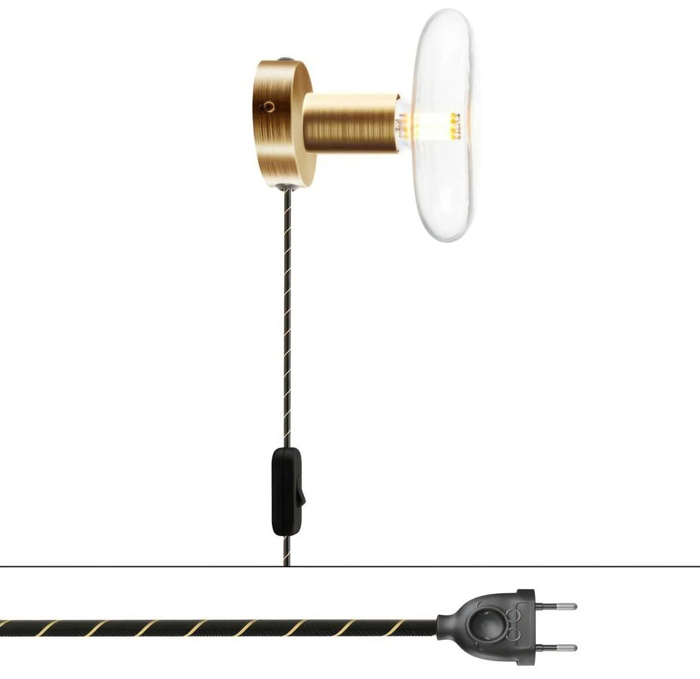 creative cables Spostaluce, nástěnná kovová lampa s vypínačem a zástrčkou Barva: Černá