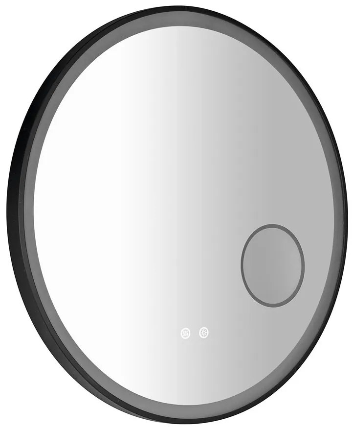 Sapho TARAN kulaté zrcadlo s LED osvětlením ø 70cm, kosm.zrcátko, senzor, fólie anti-fog, 3000-6500°K, černá mat - TA070