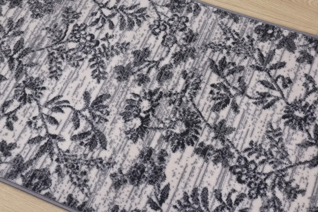 TRHÁK: Kusový koberec Flowers grey, 80x150, šedá, obývacia izba, Alfa Carpets