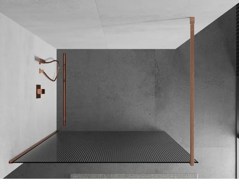 Mexen Kioto, sprchová zástěna Walk-In 100 x 200 cm, 8mm sklo s žebrovým vzorem, měděný matný profil, 800-100-101-65-09