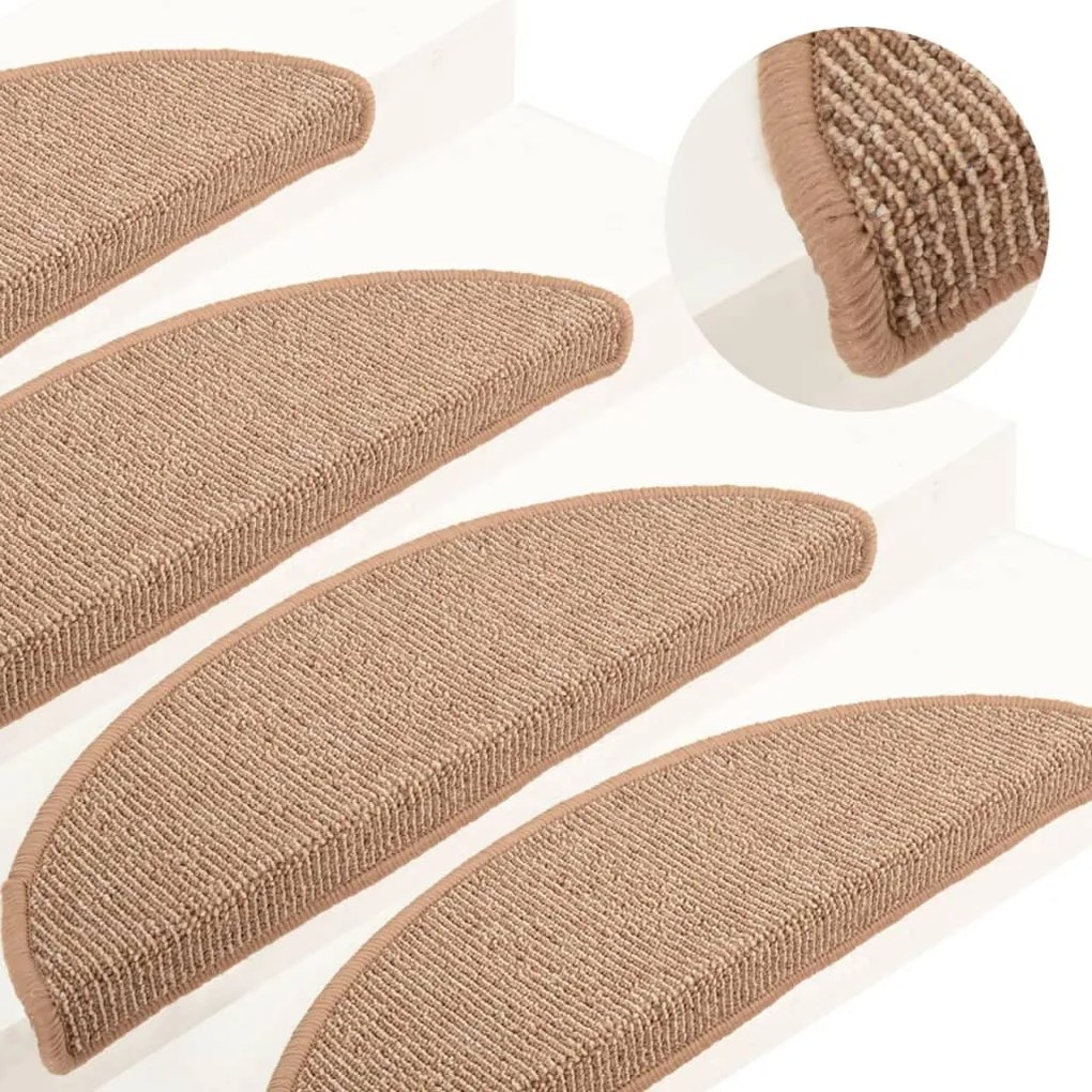 Schodové rohože 15 ks 65 x 21 x 4 cm světle hnědé, půlkulaté, velké 149859