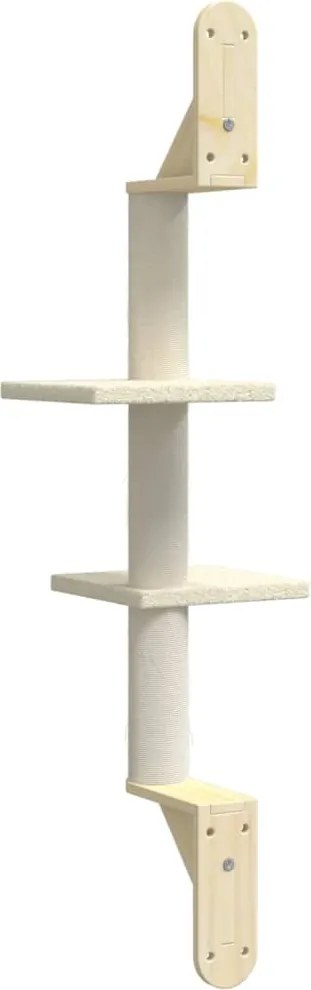 Nástěnné škrabadlo pro kočky se sloupkem krémové 108 cm 172410