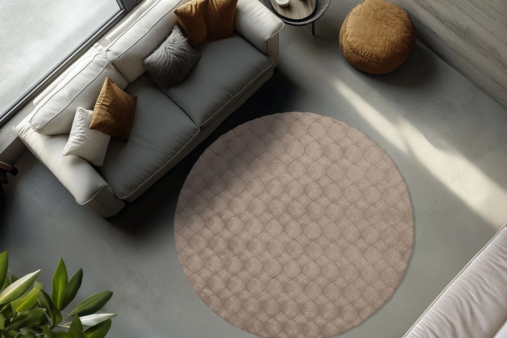 Obsession, Kusový koberec Diamond Cut 800 Taupe kruh, 200x200 (průměr) kruh, hnědá, ložnice