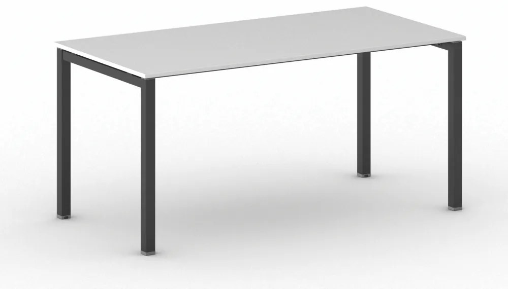 Jednací kancelářský stůl PRIMO SQUARE, 160x80 cm, černá podnož, bílá