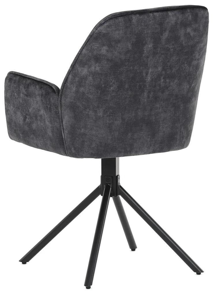AUTRONIC Židle jídelní a konferenční, černá látka v dekoru žíhaného sametu, kovové černé nohy