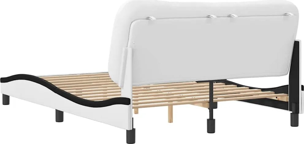 Rám postele bez matrace Hvar bílý a černý 140 x 190 cm umělá kůže 3208001