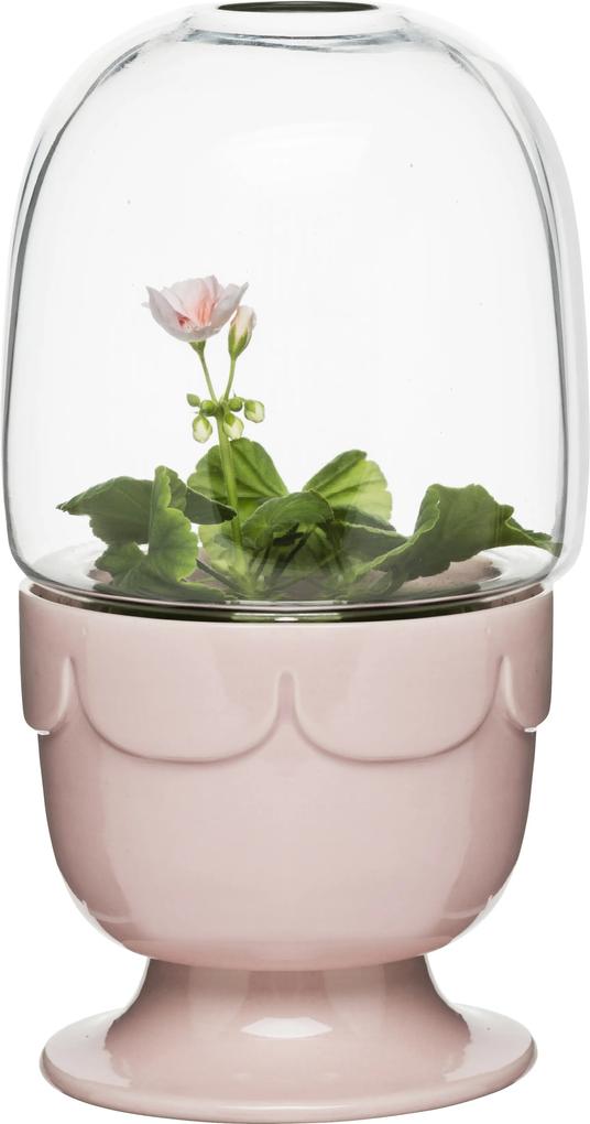Květináč s poklopem SAGAFORM Greenhouse světle růžový