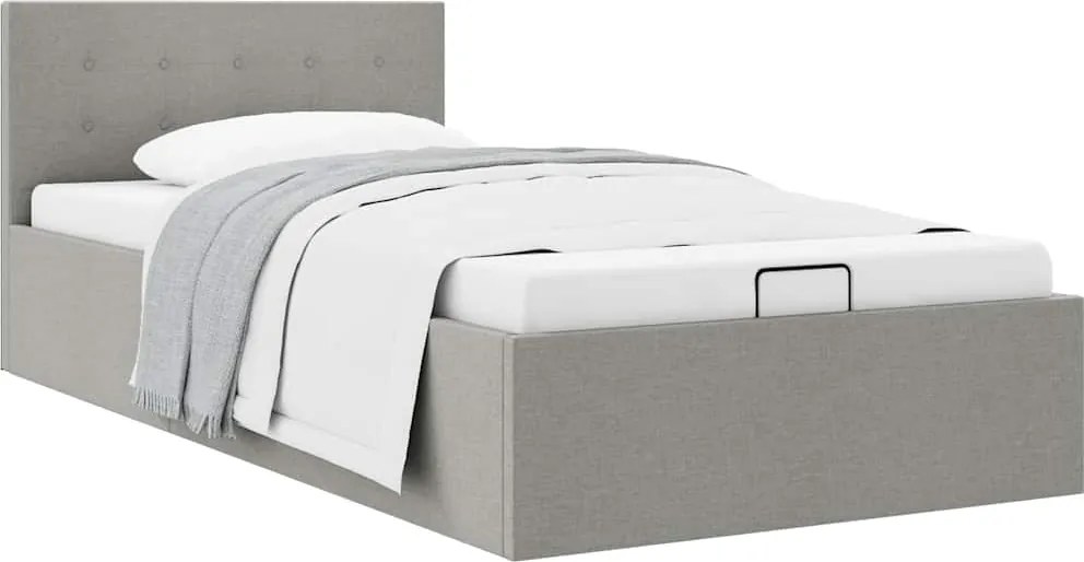 Rám postele s úložným prostorem světle šedý textil 100 x 200 cm 285577