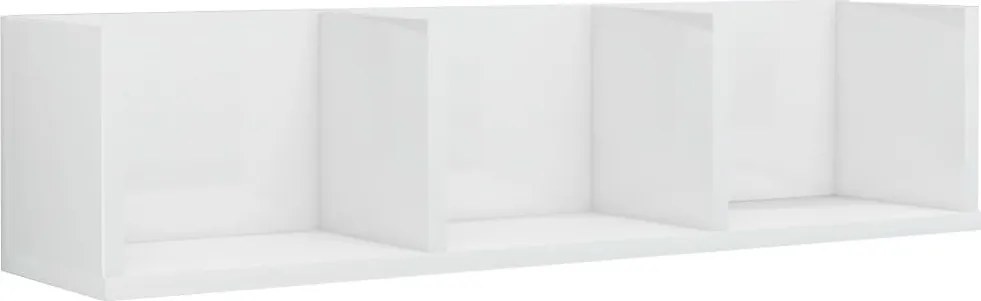 vidaXL Nástěnná police na CD 75x18x18 cm dřevotříska [801316] Barva: bílá s vysokým leskem