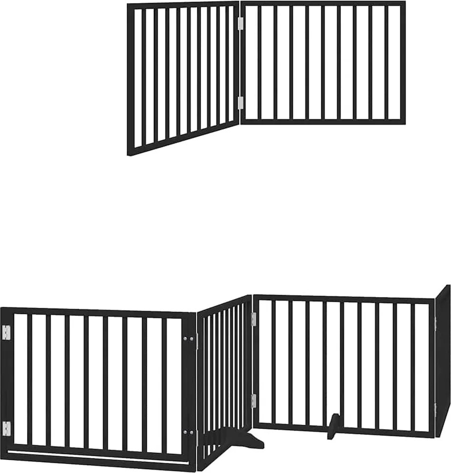 Zábrana pro psy s dvířky skládací 6 panelů černá 480 cm topol 3155569