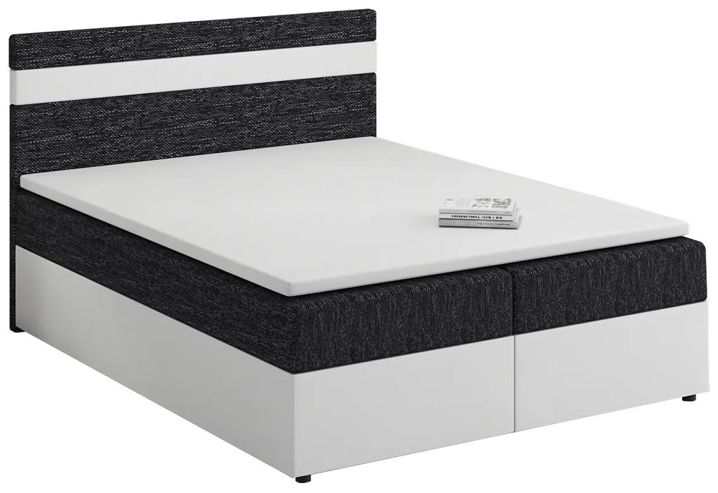 Kontinentální postel 160x200 cm Mimosa Comfort (melírovaná černá + bílá) (s roštem a matrací). 1056237