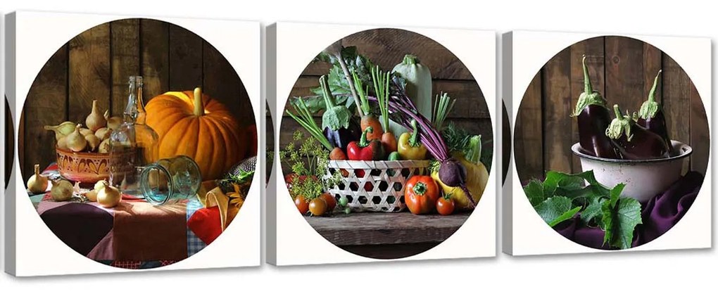 Gario Sada obrazů na plátně Podzimní kuchyně - 3 dílná Rozměry: 90 x 30 cm