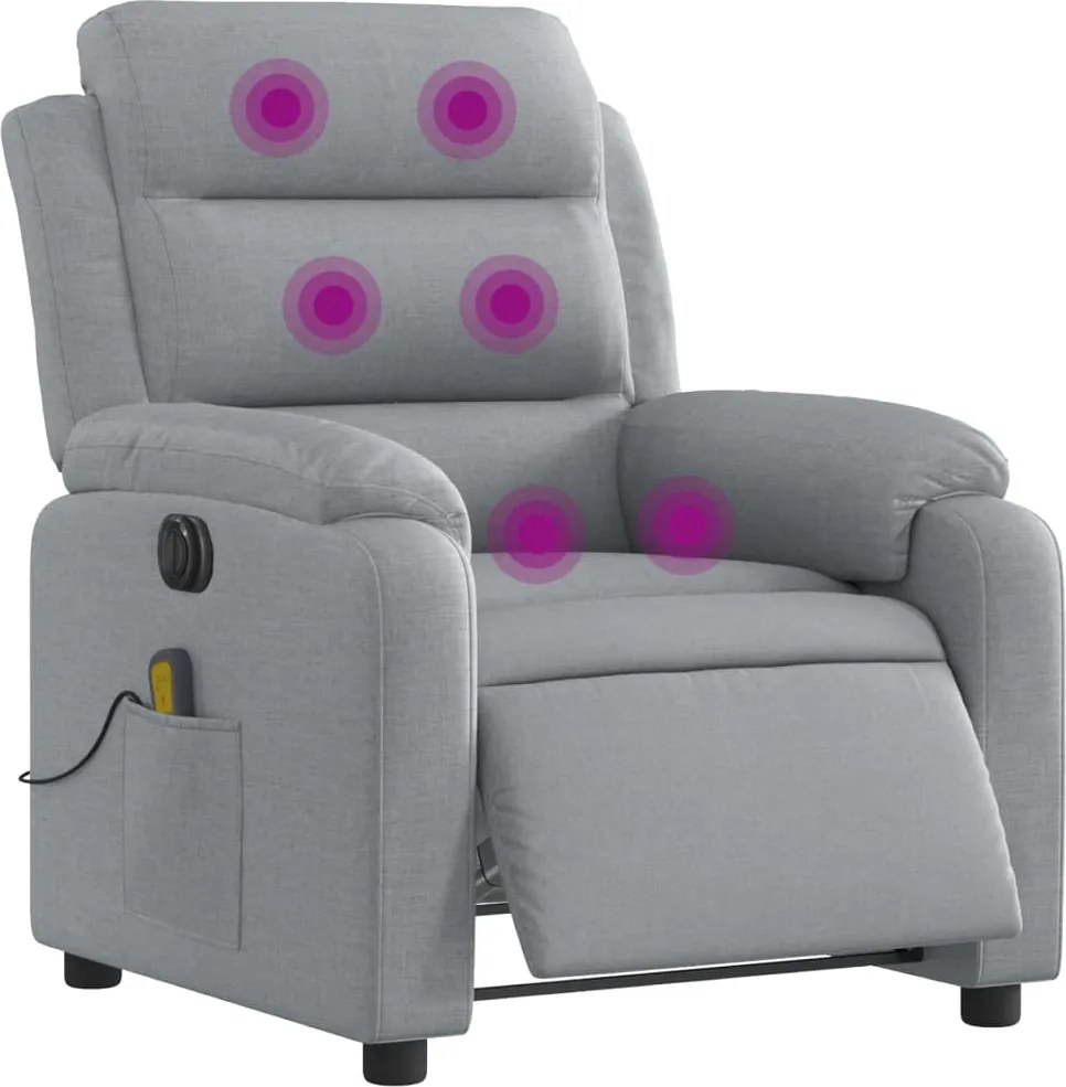 Elektrické masážní polohovací křeslo světle šedé textil 3204968