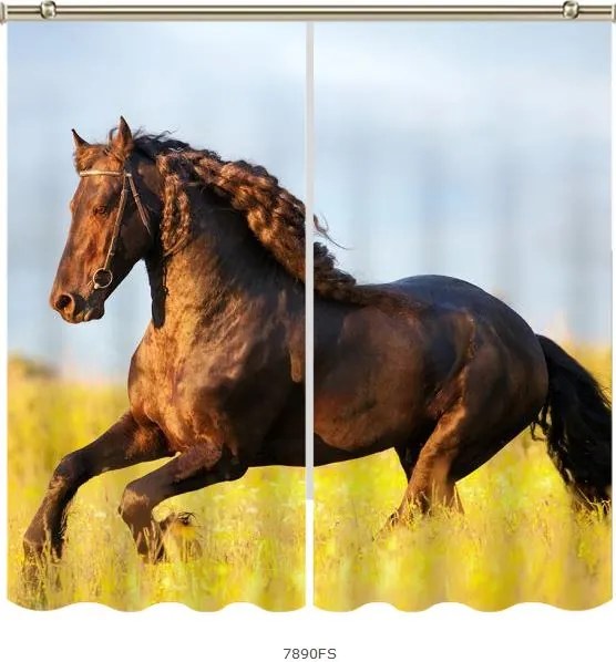 Black out závěsy 3D nebo voálové záclony 3D motiv 7890 Kůň v žitě, Rozměry Voálové záclony 2x145x260cm
