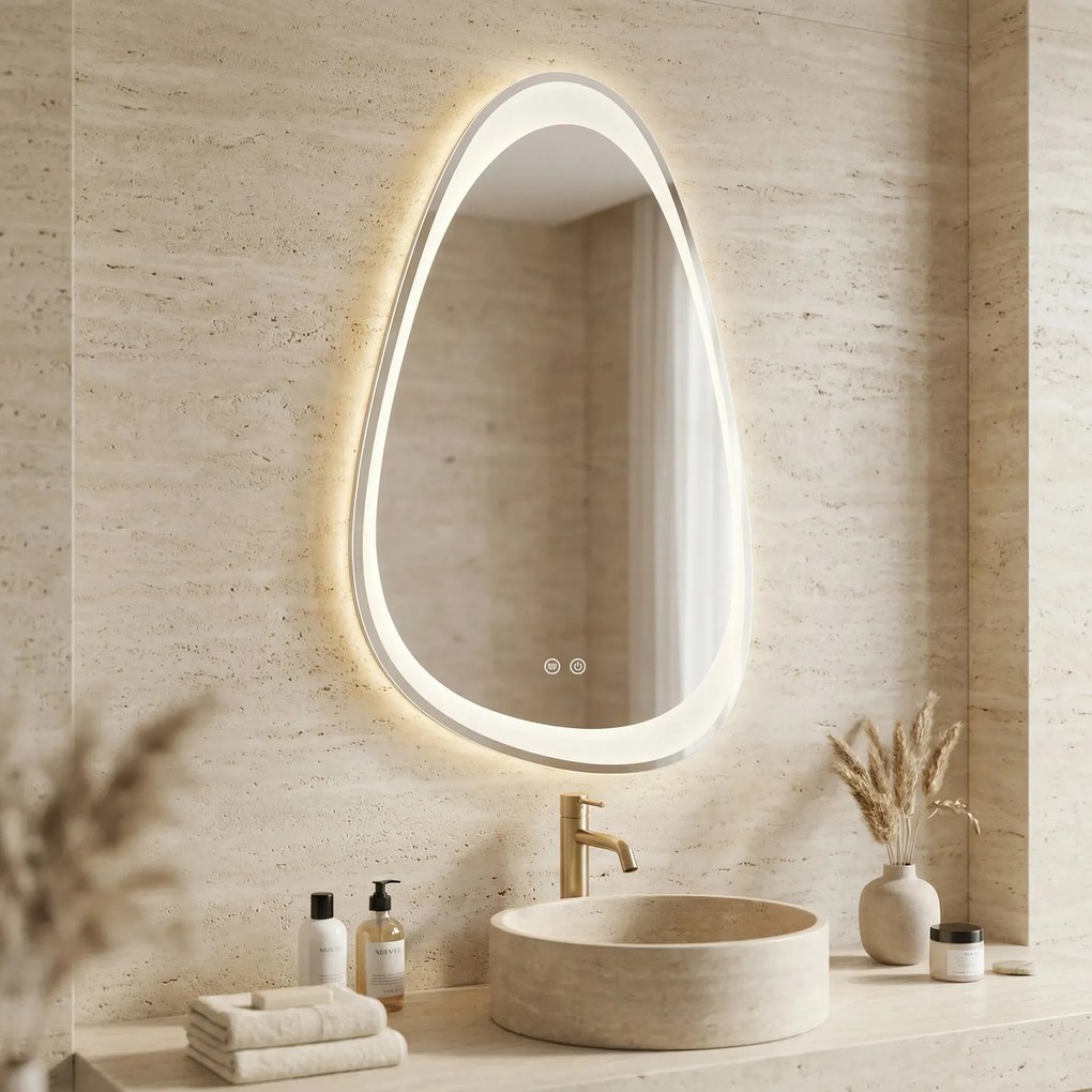 Tutumi Zrcadlo 90x50 cm s vyhříváním a regulovatelným LED osvětlením HOM-01517