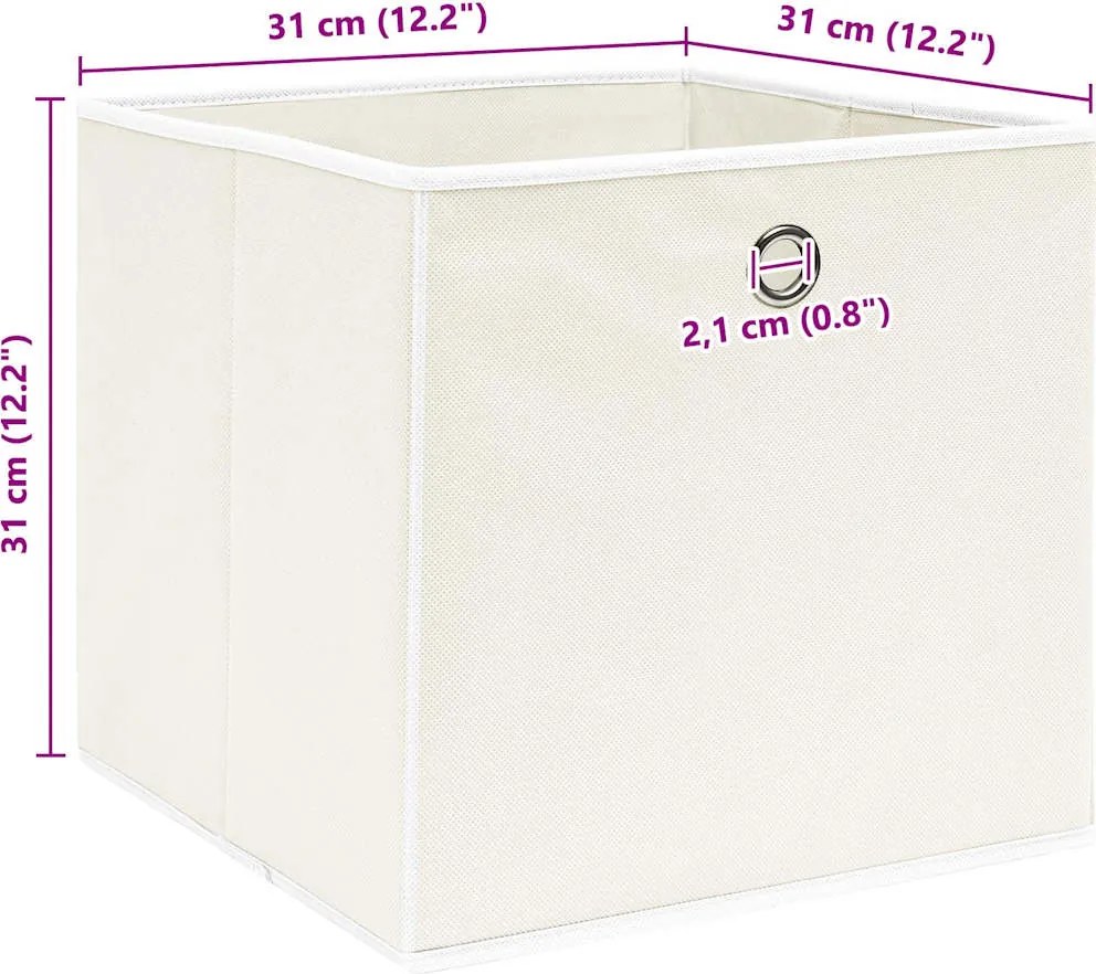 Úložné boxy 4 ks bílé 32 x 32 x 32 cm textil 288349