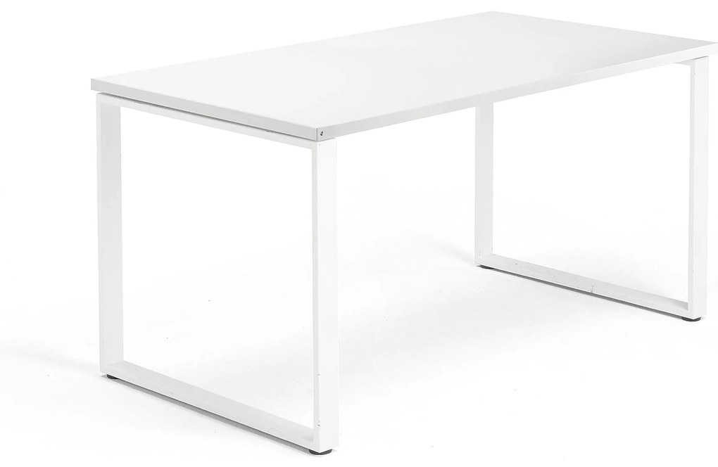 AJ Produkty Psací stůl MODULUS, O-podnož, 1400x800 mm, bílý rám, bílá
