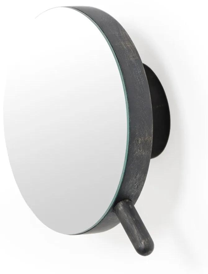 Černé nástěnné kosmetické zvětšovací zrcadlo z dubového dřeva Wireworks Slimline