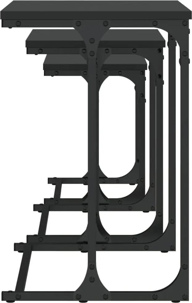 vidaXL Hnízdové konferenční stolky 3 ks černé kompozitní dřevo [837817]
