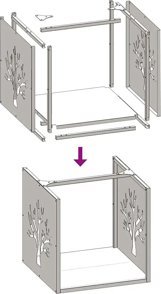 vidaXL Stojan na palivové dřevo 40x40x40 cm [864246] Barva: Nerezová ocel